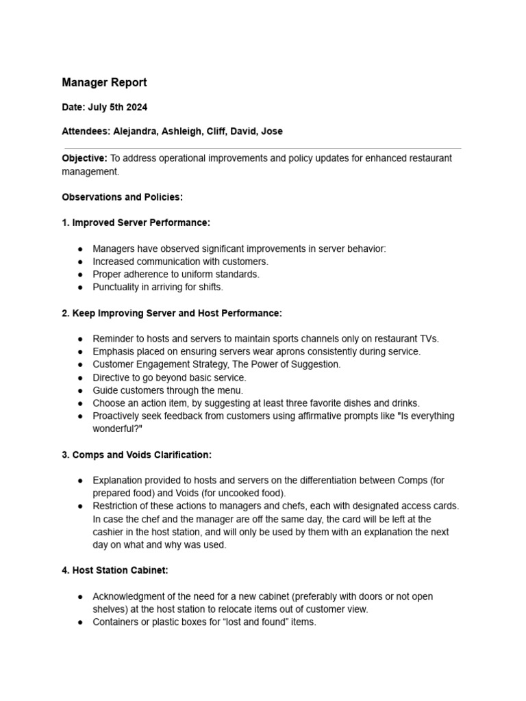07_05 Manager Report | PDF | Point Of Sale | Business