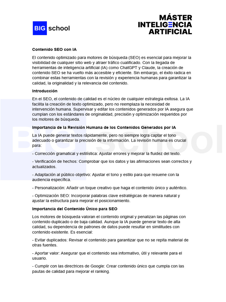 Guía de Contenido SEO con IA | PDF | Posicionamiento en buscadores ...