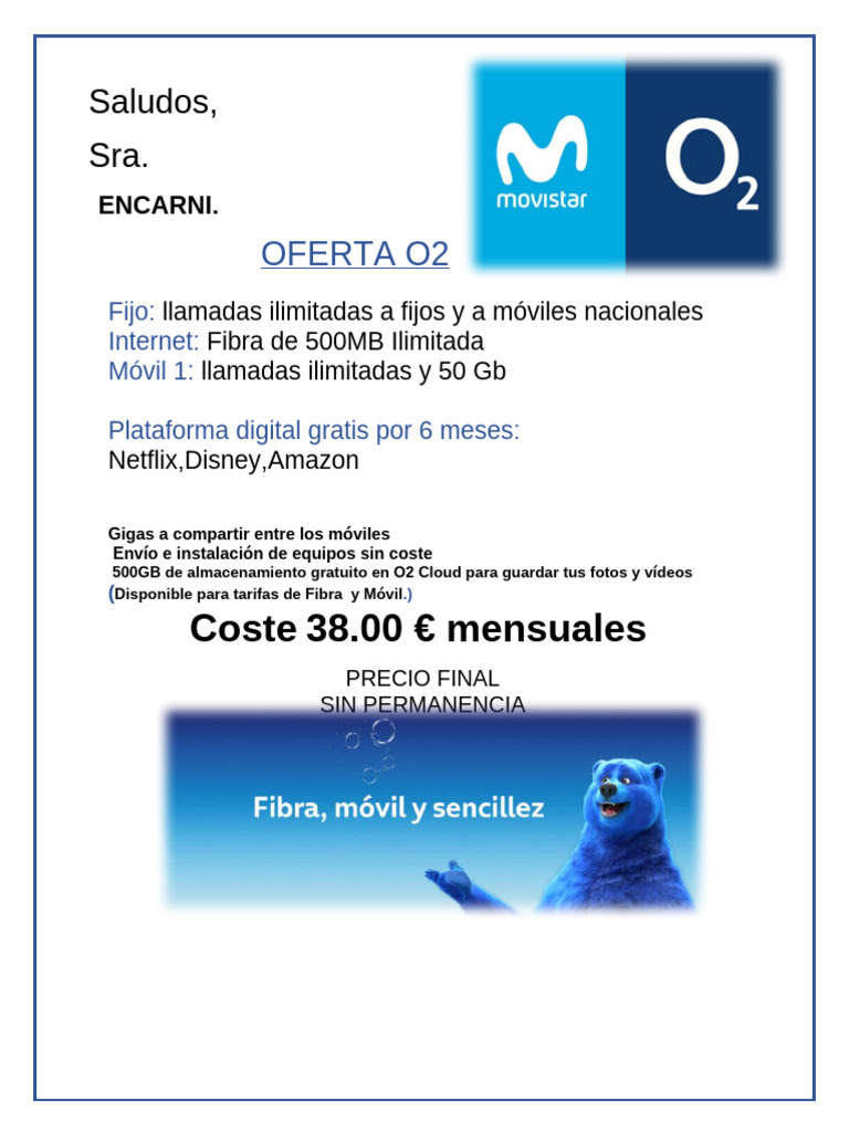 Oferta O2: Fibra 500MB y Móvil 50GB Sin Permanencia | PDF | Europa ...