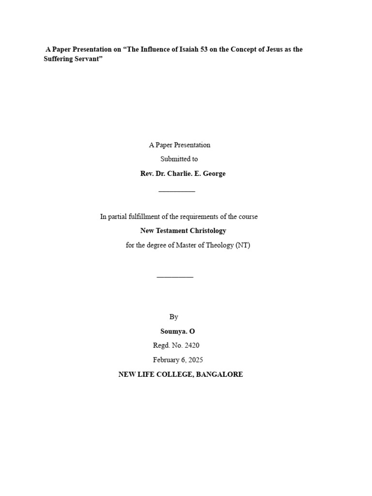 NTChristology Paper Presentation | PDF | Jesus | Gospel Of Matthew