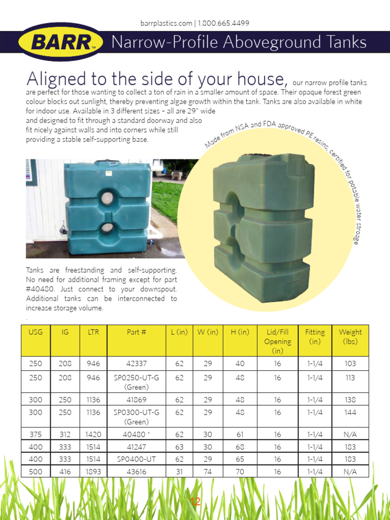 Barr 41869 Narrow Profile Aboveground Tanks | PDF