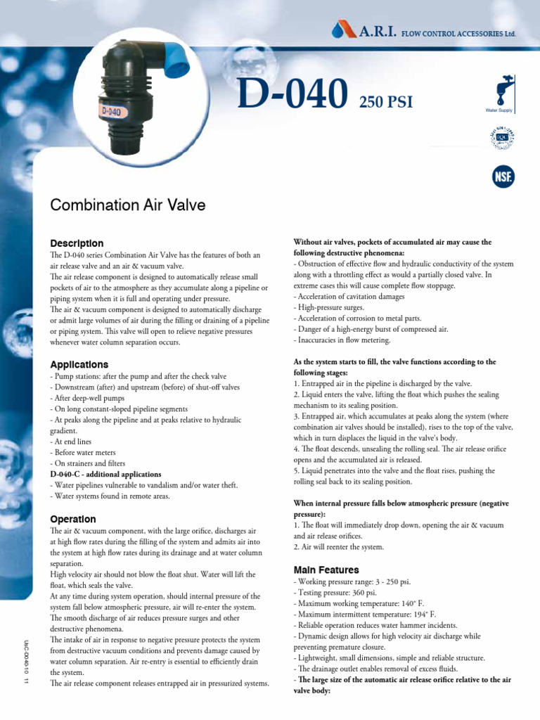 Ari Air Valve d040 WTR C Usa 11 | PDF | Valve | Pump