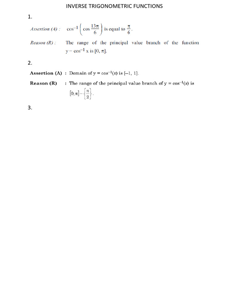 INVERSE TRIGONOMETRIC FUNCTIONS | PDF