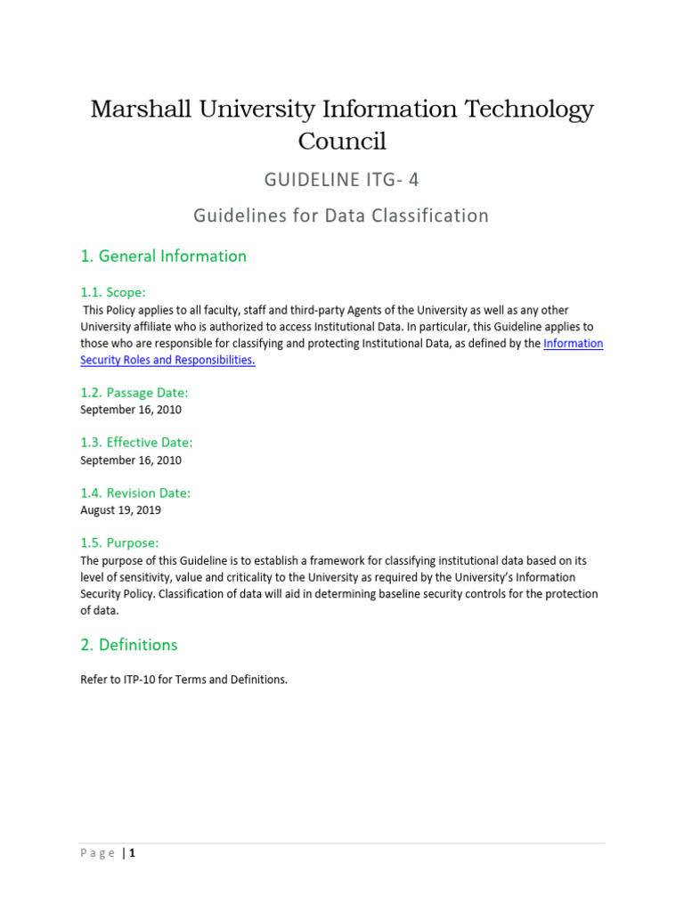 ITG 4 Guideline For Data Classification 2019 | PDF | Information ...