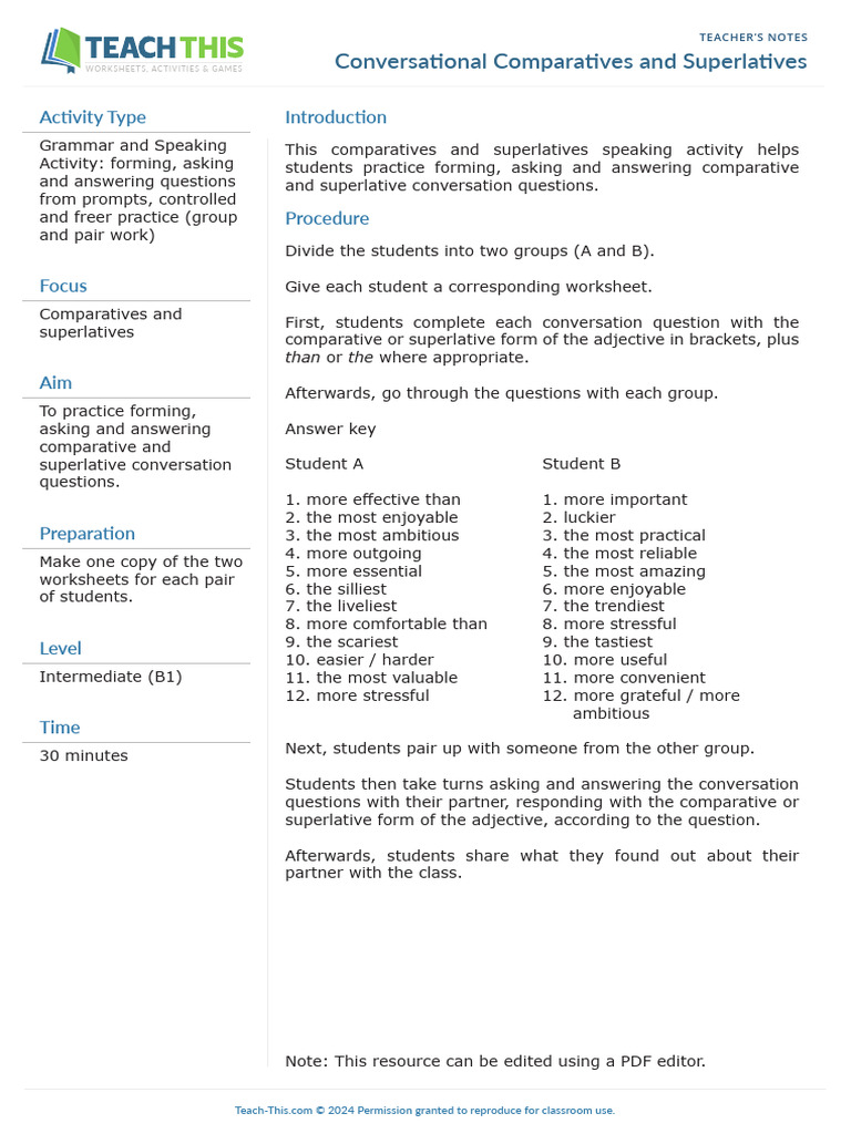 Conversational Comparatives and Superlatives | PDF | Learning