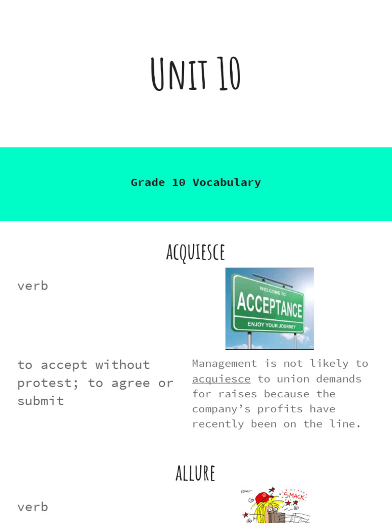 Grade 10 Vocabulary Unit 10 List | PDF | Linguistics | Syntax