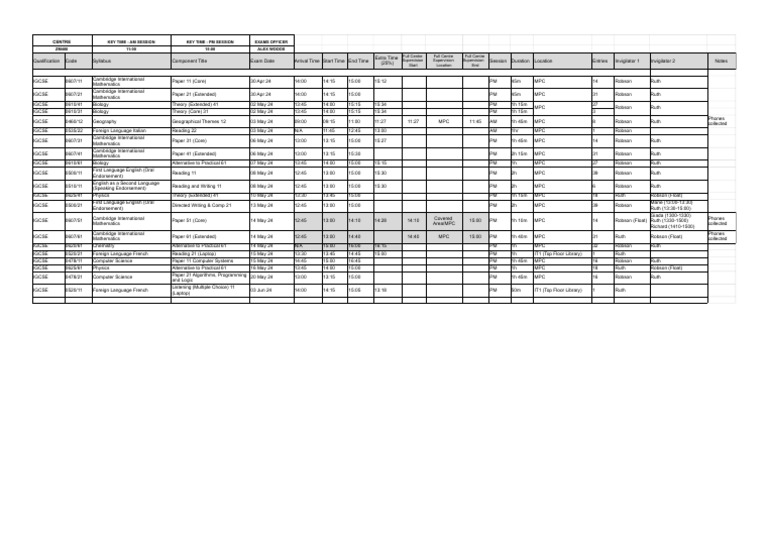 Cambridge IGCSE Exam Timetable 2024 | PDF | Qualifications | Student ...