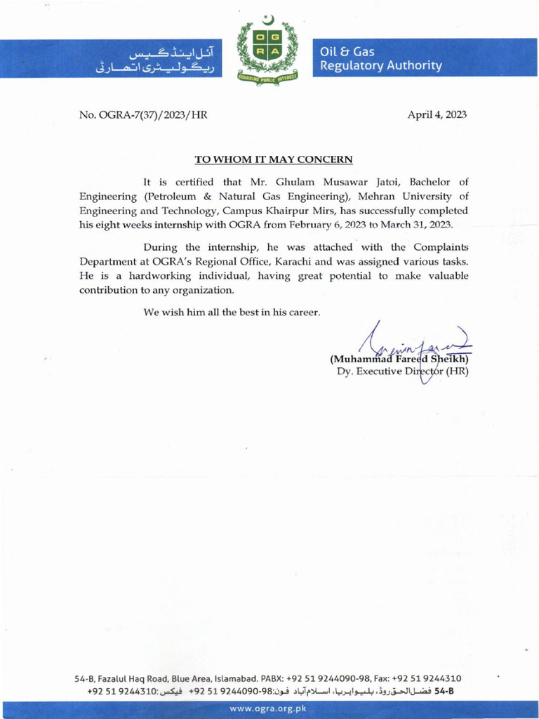 Ogra Experience Certificate | PDF