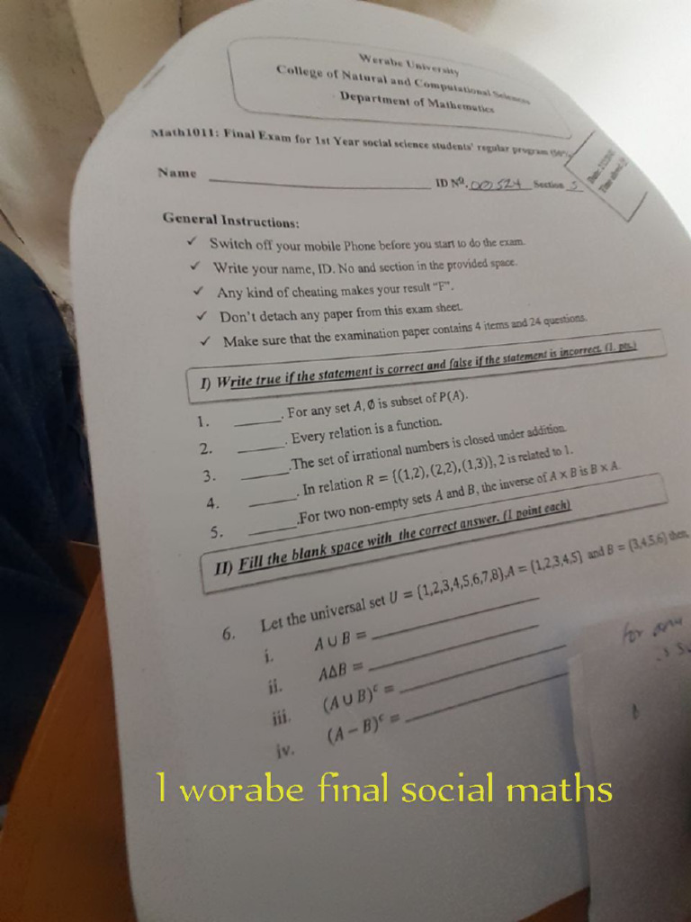 Math For NS Final Exam 19 (WbU) | PDF