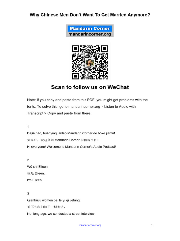 Why Chinese Men Do Not Want To Get Married Anymore | PDF | China ...