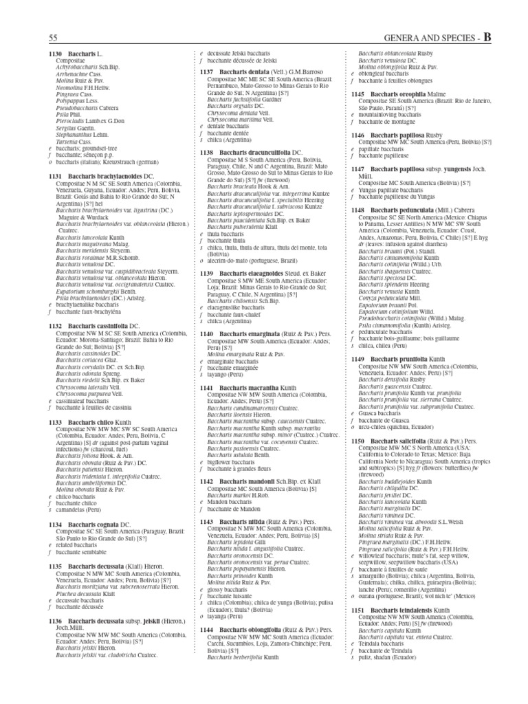 Baccharis Species Overview and Distribution | PDF
