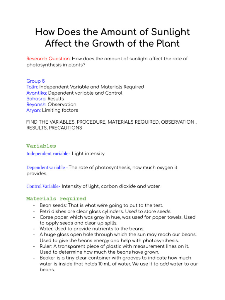 LAB REPORT | PDF | Photosynthesis | Plants