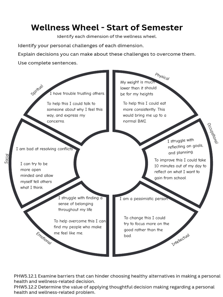 Wellness Wheel | PDF | Social Psychology | Behavioural Sciences