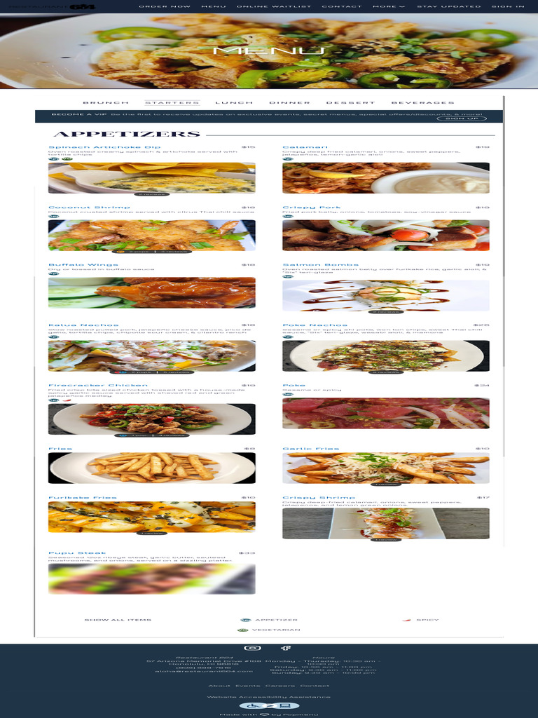 Menu - Restaurant 604 - Fusion Restaurant in Honolulu, HI 3 | PDF ...