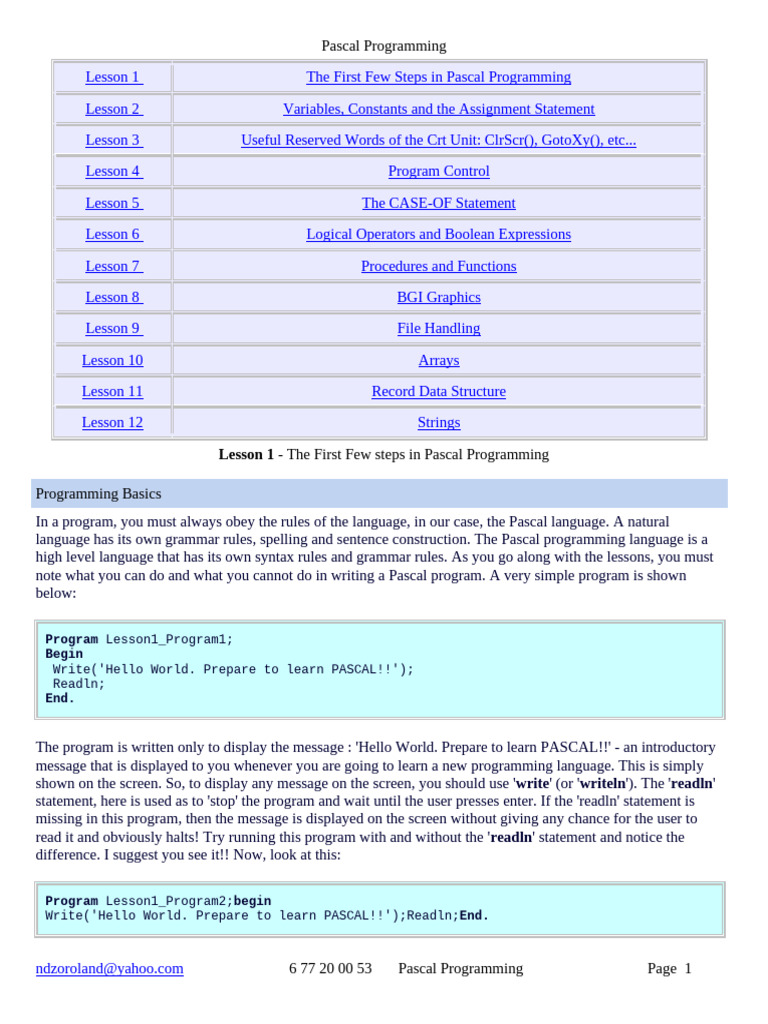 Pascal Progra | PDF | Control Flow | Boolean Data Type