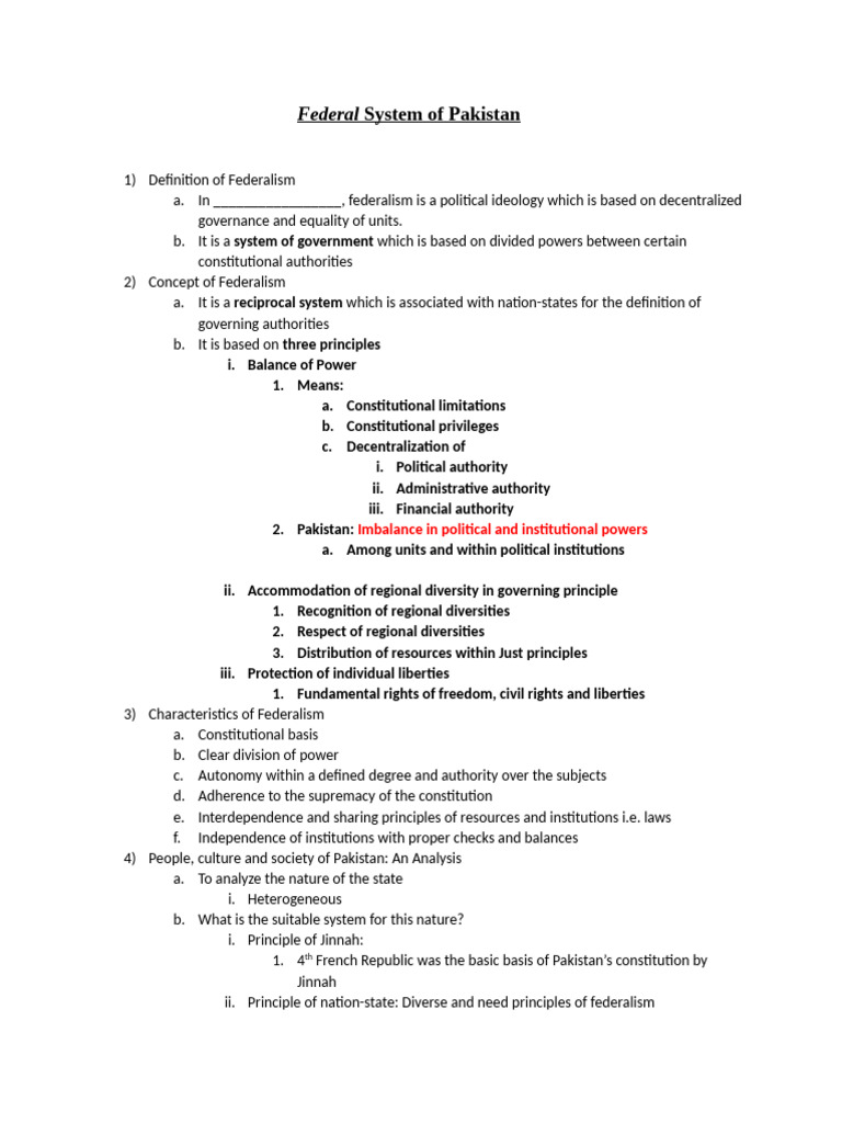 Federal Structure of Pakistan Explained | PDF | Pakistan | Constitution