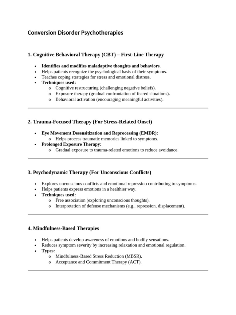 Effective Therapies for Conversion Disorder | PDF | Psychotherapy ...