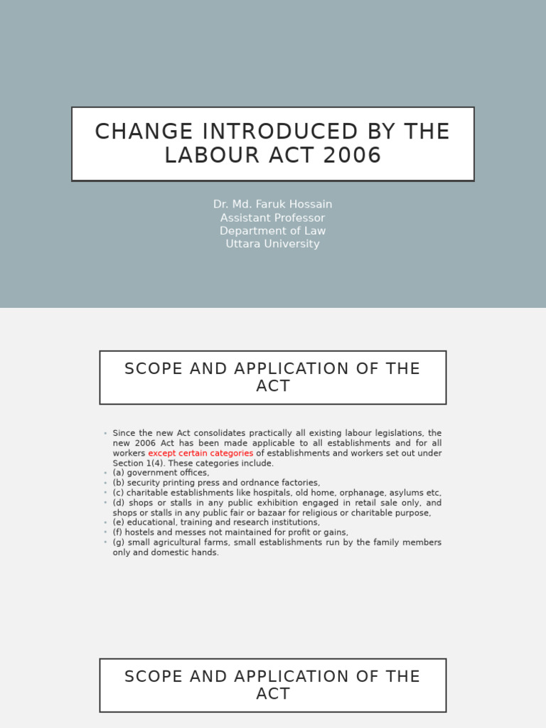Lec 2 - Change Introduced by The Labour Act 2006 | PDF | Employment ...