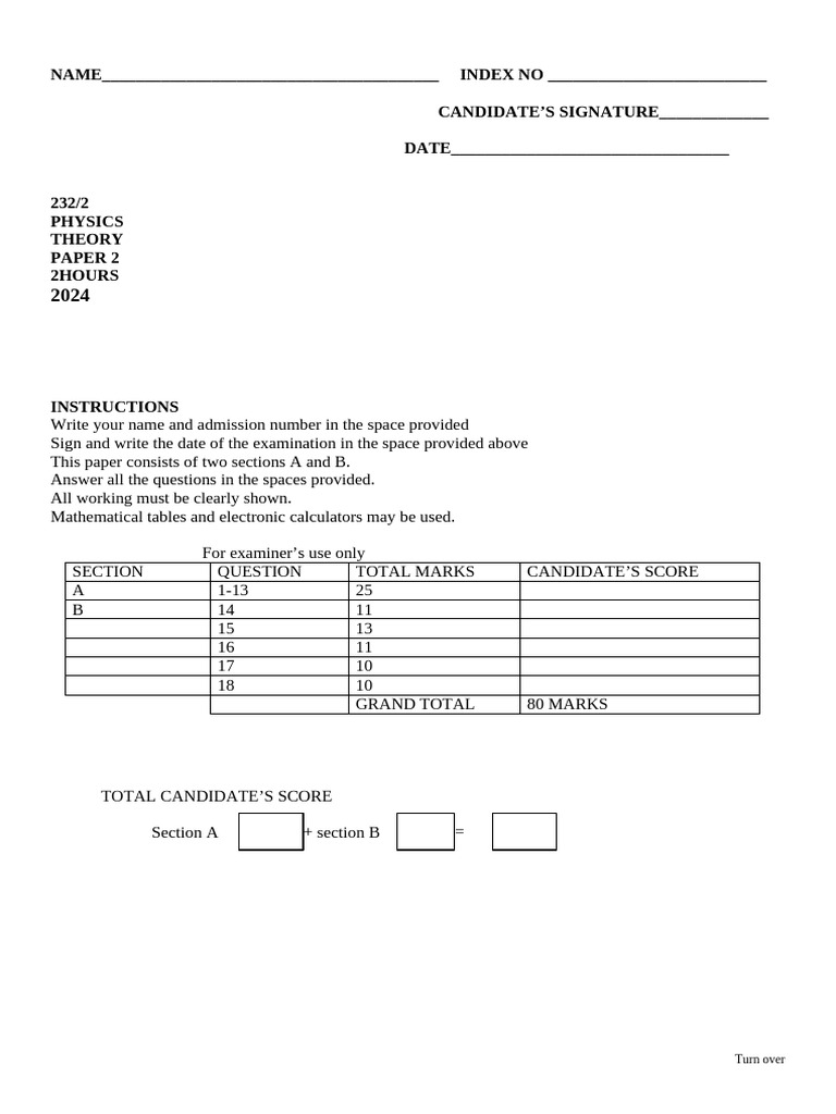 Physics F4T1 PP2 2024 QS | PDF | Refraction | Capacitance