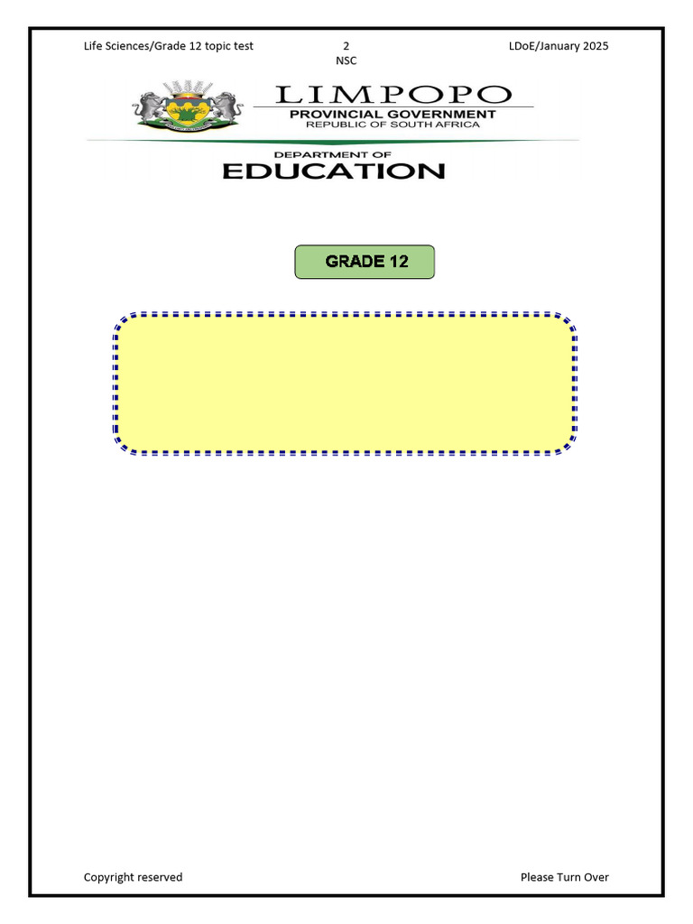 G12 LFSC (QP) DNA Code of Life Topic Test | PDF | Dna | Rna