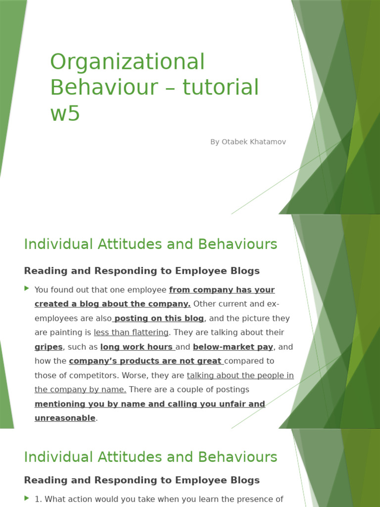 Organizational Behaviour - Tutorial w5 | PDF | Turnover (Employment) | Blog