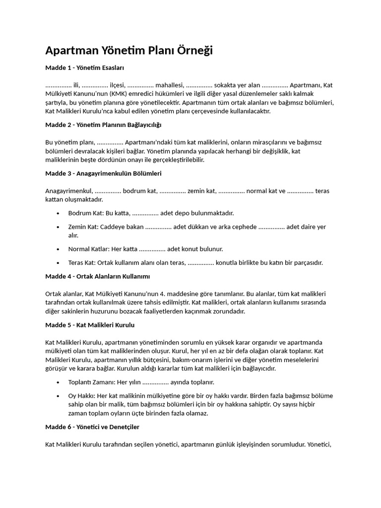 Yonetim Plani Ornegi | PDF