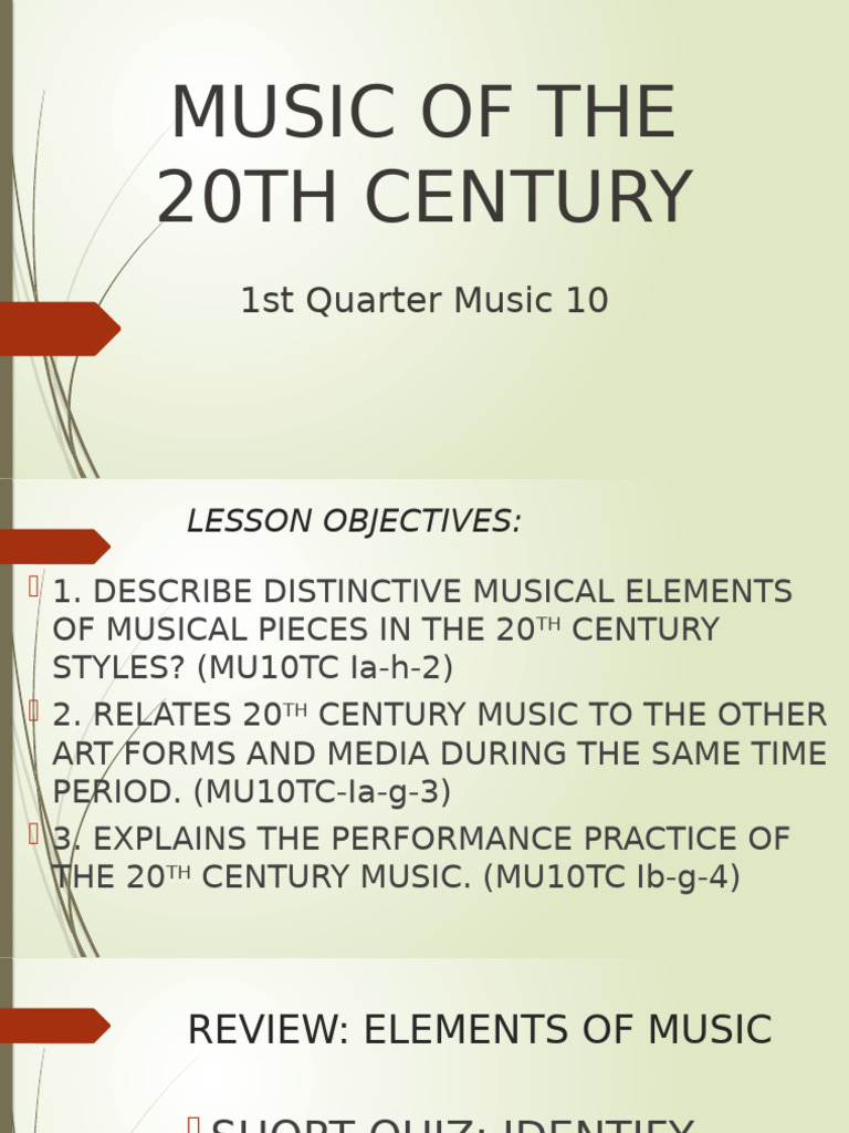 20th Century Music Styles Overview | PDF | Performing Arts | Musical ...