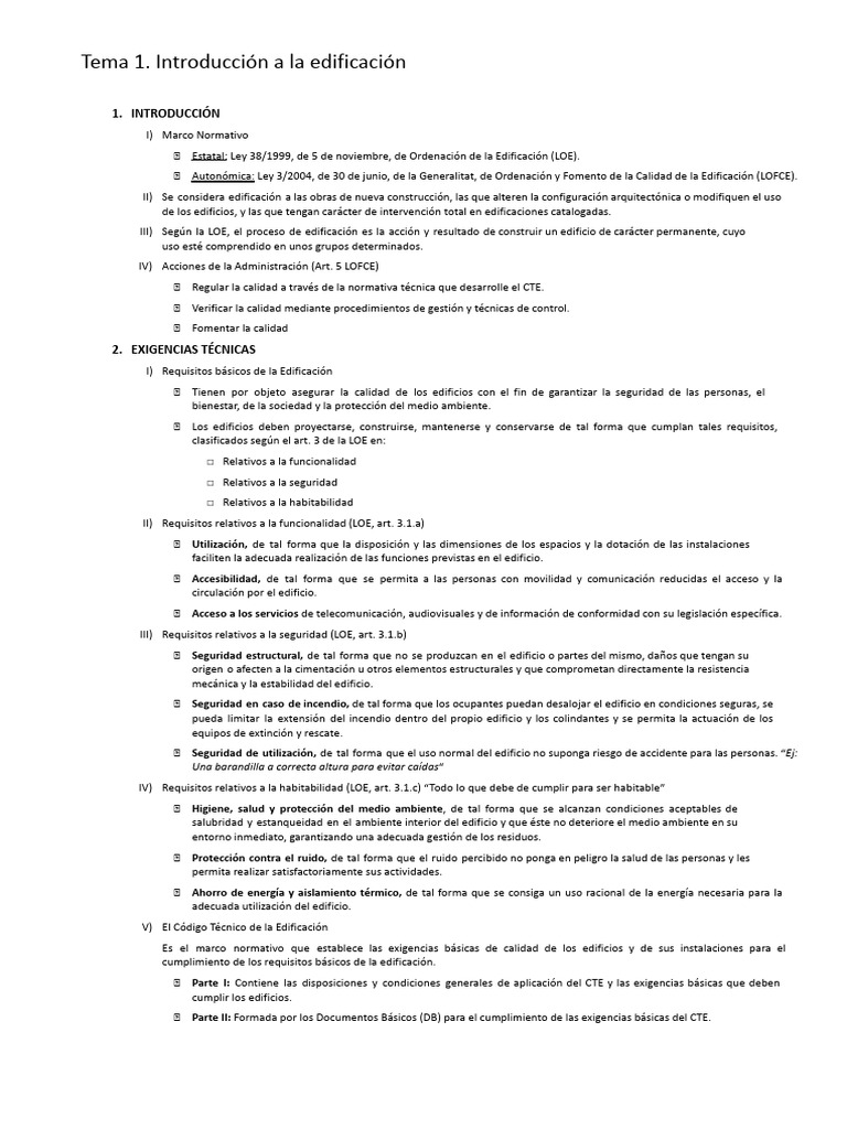 Teoría Parcial 1 Edificacion UPV | PDF | Préstamos | Hipotecas