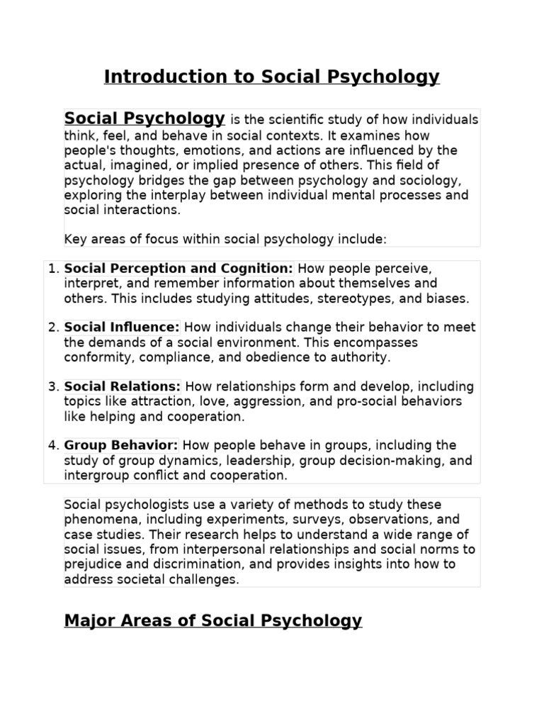 Overview Of Social Psychology Concepts Pdf Self Efficacy Social