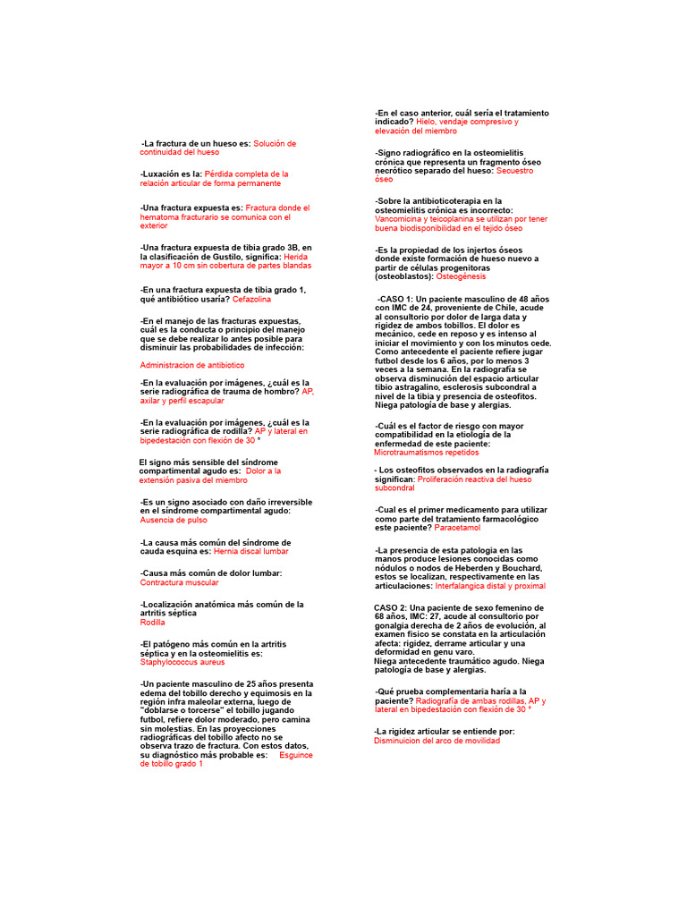 P1 y p2 Ortopedia Corrigida | PDF | Rodilla | Hueso