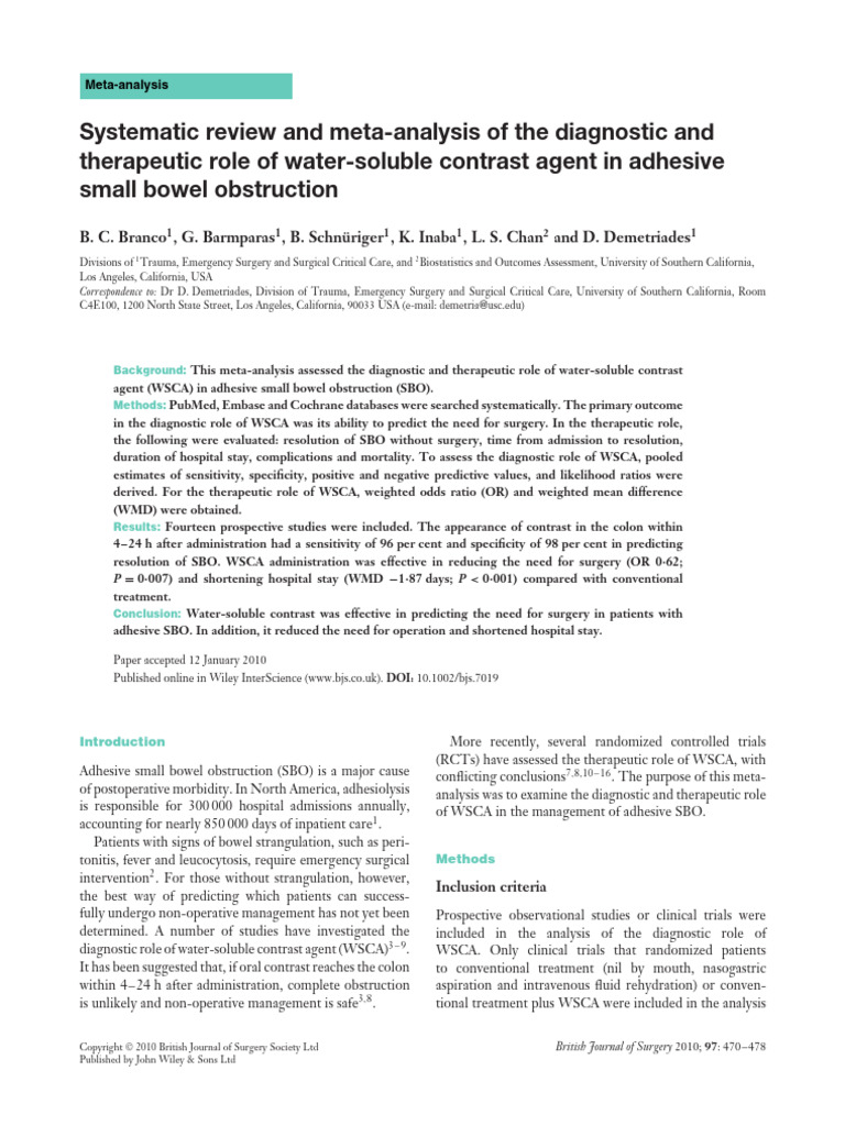 Systematic Review and Meta-Analysis of The Diagnostic and Therapeutic ...