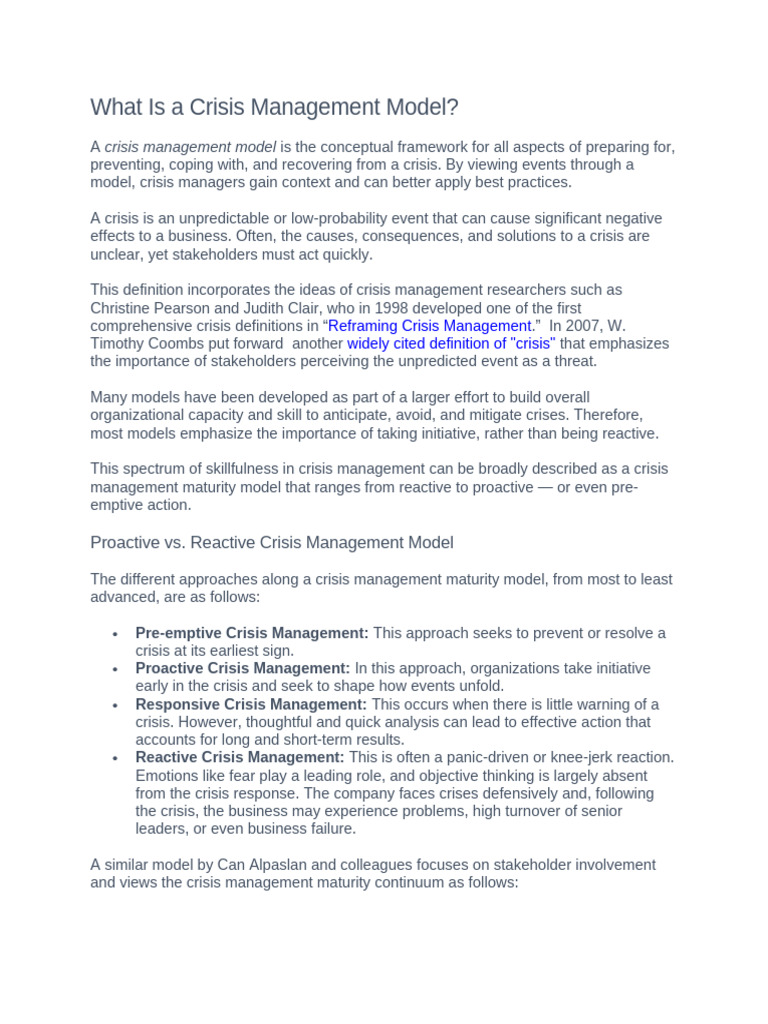 Crisis Management Models | PDF | Crisis Management