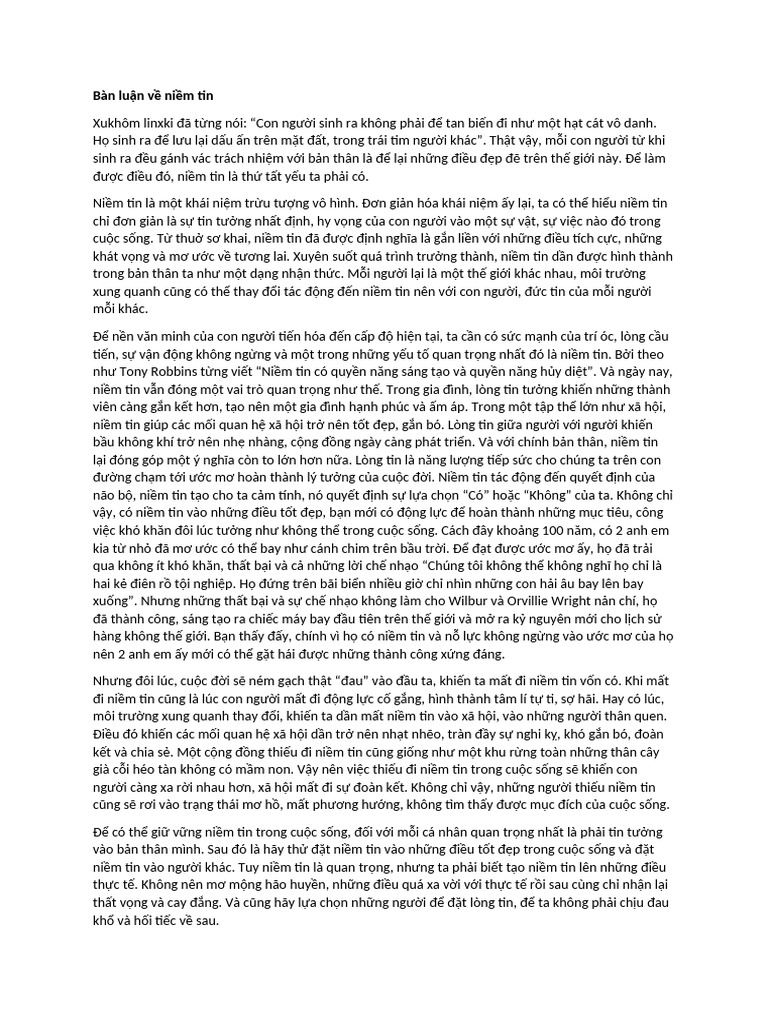 Bàn luận về niềm tin | PDF