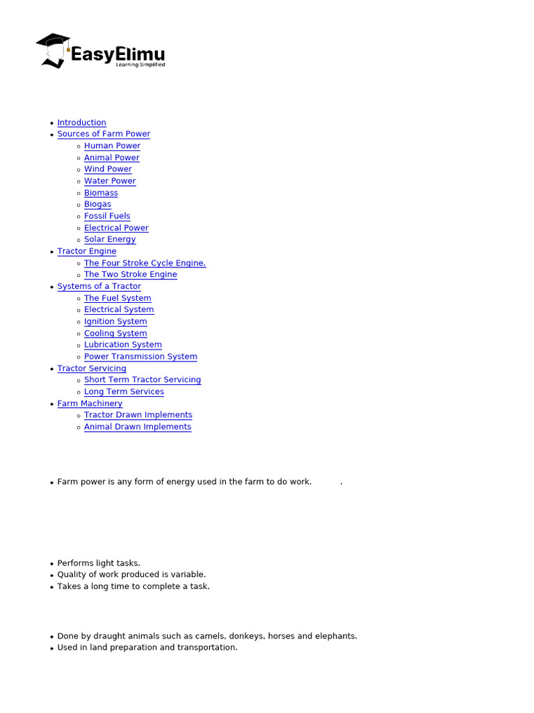 Hsfarm Power and Machinery - Agriculture Form 4 Notes-2094 | PDF ...
