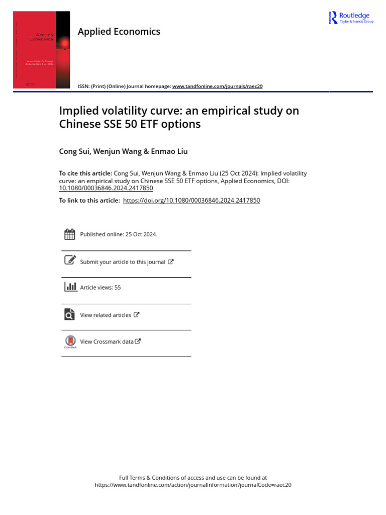 Implied Volatility Curve An Empirical Study On Chinese SSE 50 ETF ...
