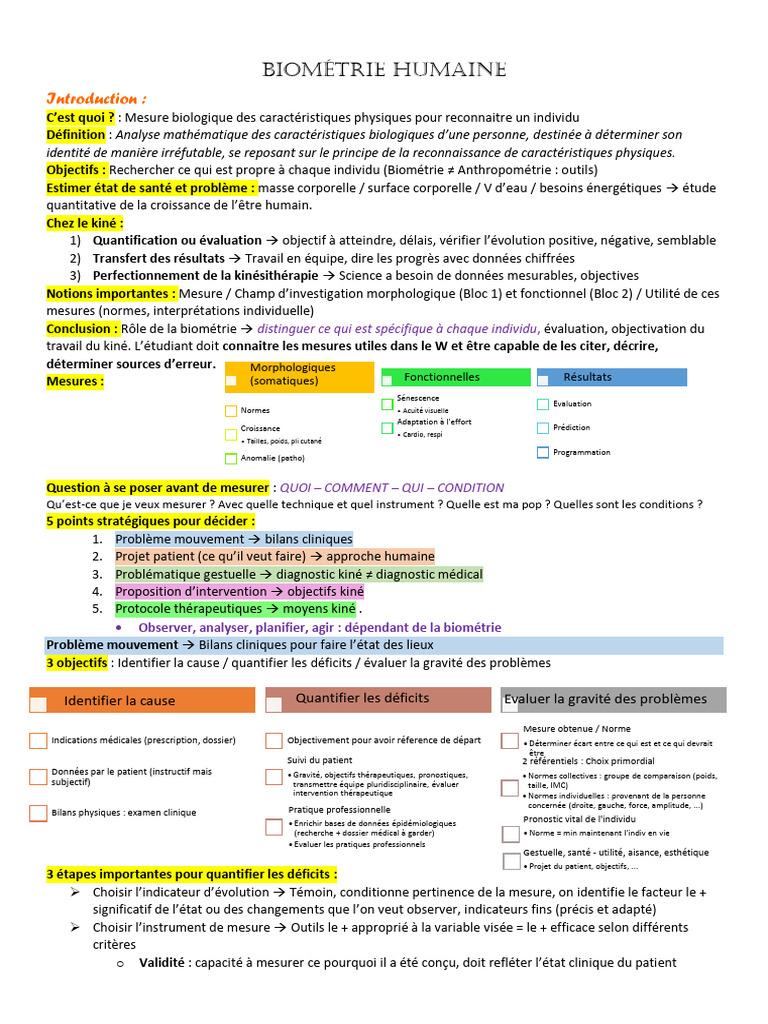 Introduction à la biométrie humaine | PDF | Obésité | Douleur
