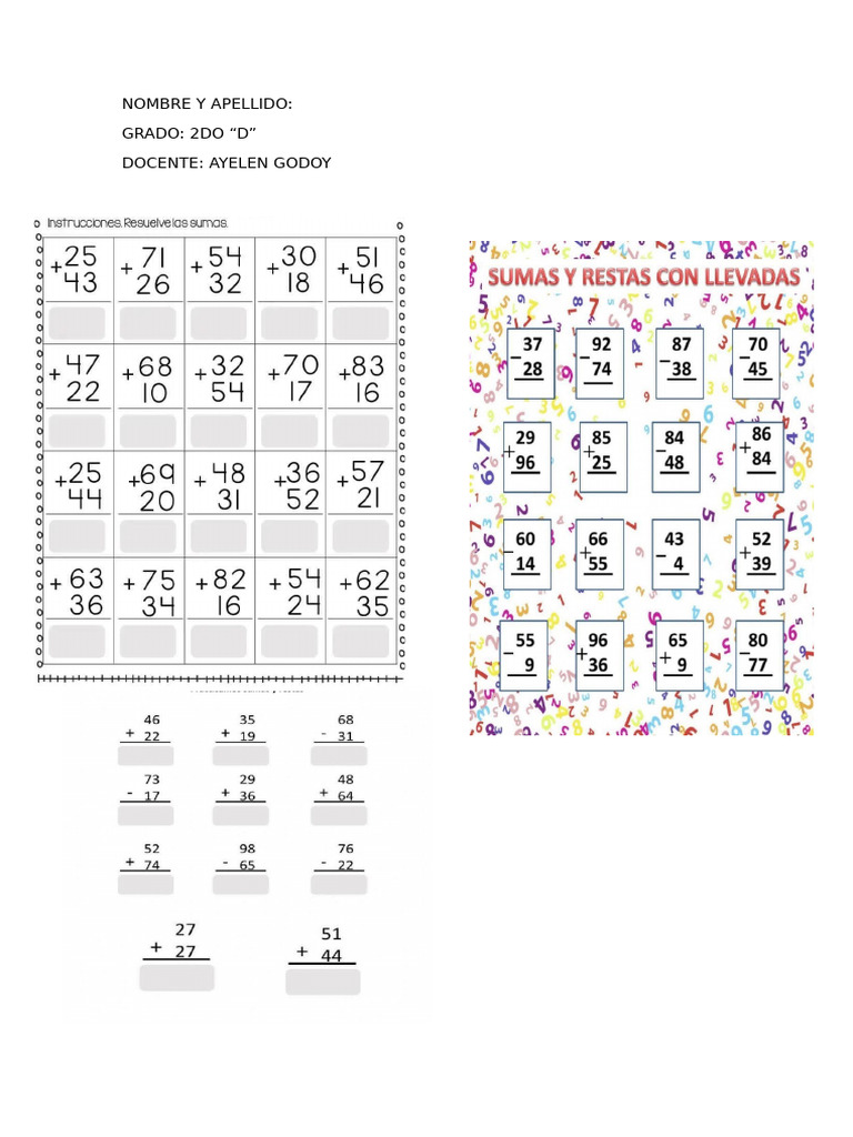 Deberes Matematica Segundo | PDF