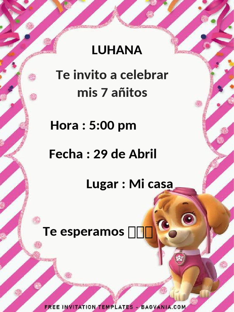 Luhana: Te Invito A Celebrar Mis 7 Añitos | PDF