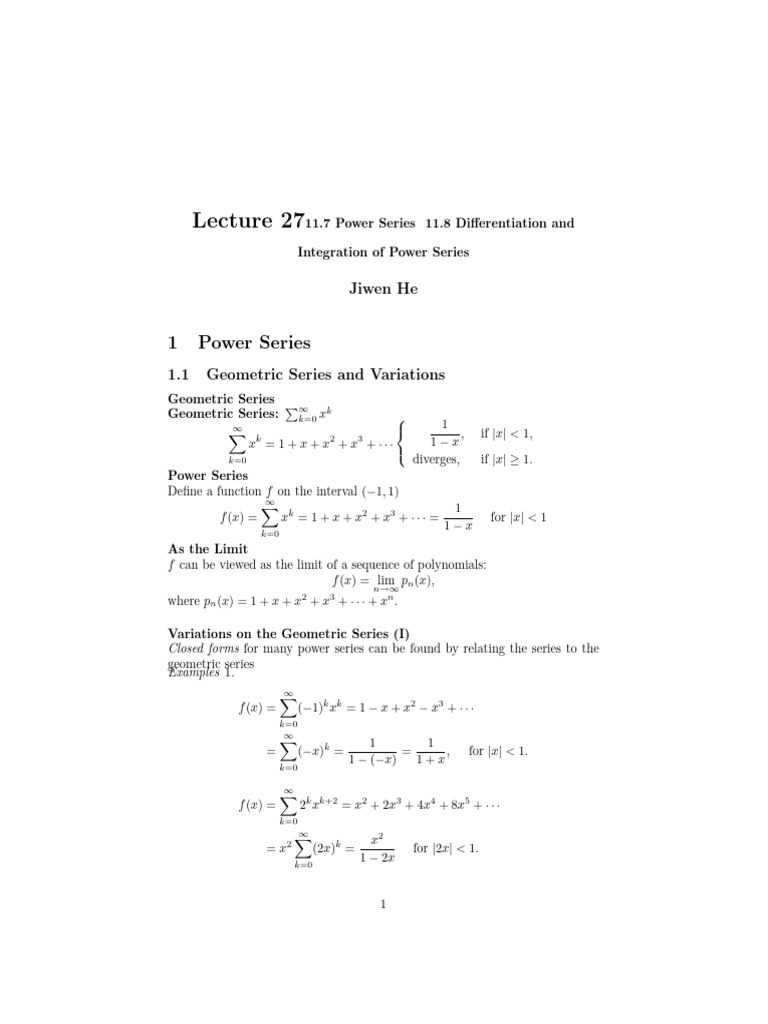 Lecture27 Handout (1) | PDF | Power Series | Real Analysis