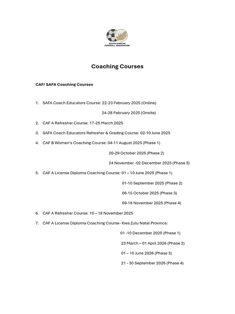 Coaching Courses 2025 2026 | PDF