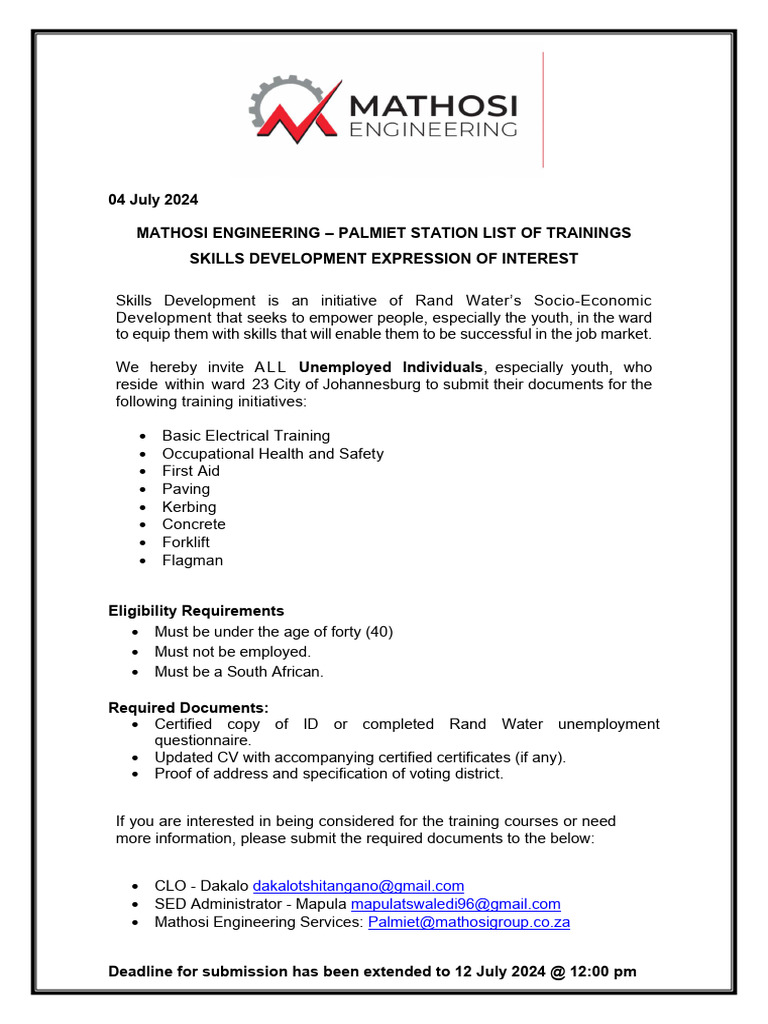 Advert 014 - Skills Development Expression of Interest | PDF