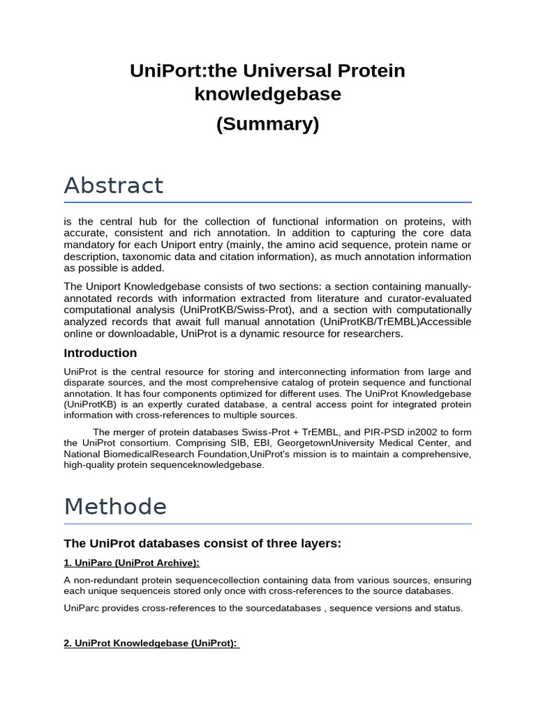 UniProt: Central Protein Knowledgebase | PDF | Bioinformatics ...