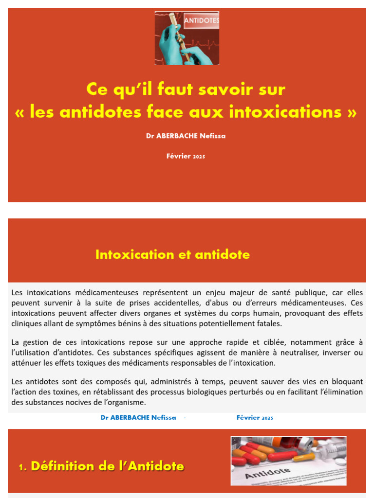 Antidotes et Intoxications Médicamenteuses | PDF