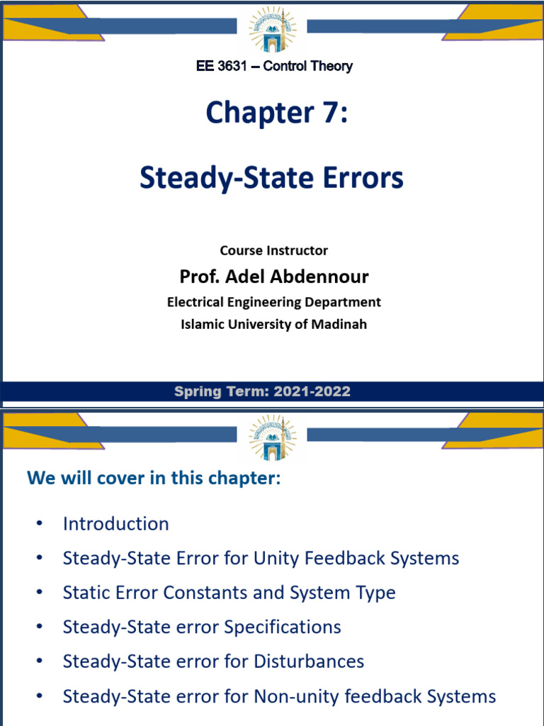 Chapter 7- Steady-state Error | PDF | Steady State | Control Theory