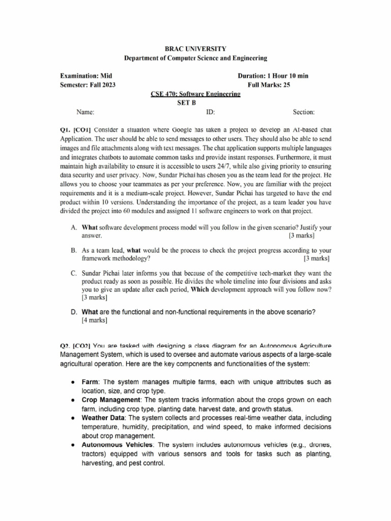 CSE 470 Fall 23 Final SET B | PDF