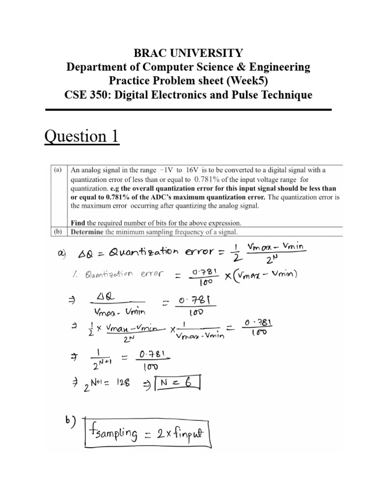 CSE350 Practice Problem Solution Week-5 | PDF