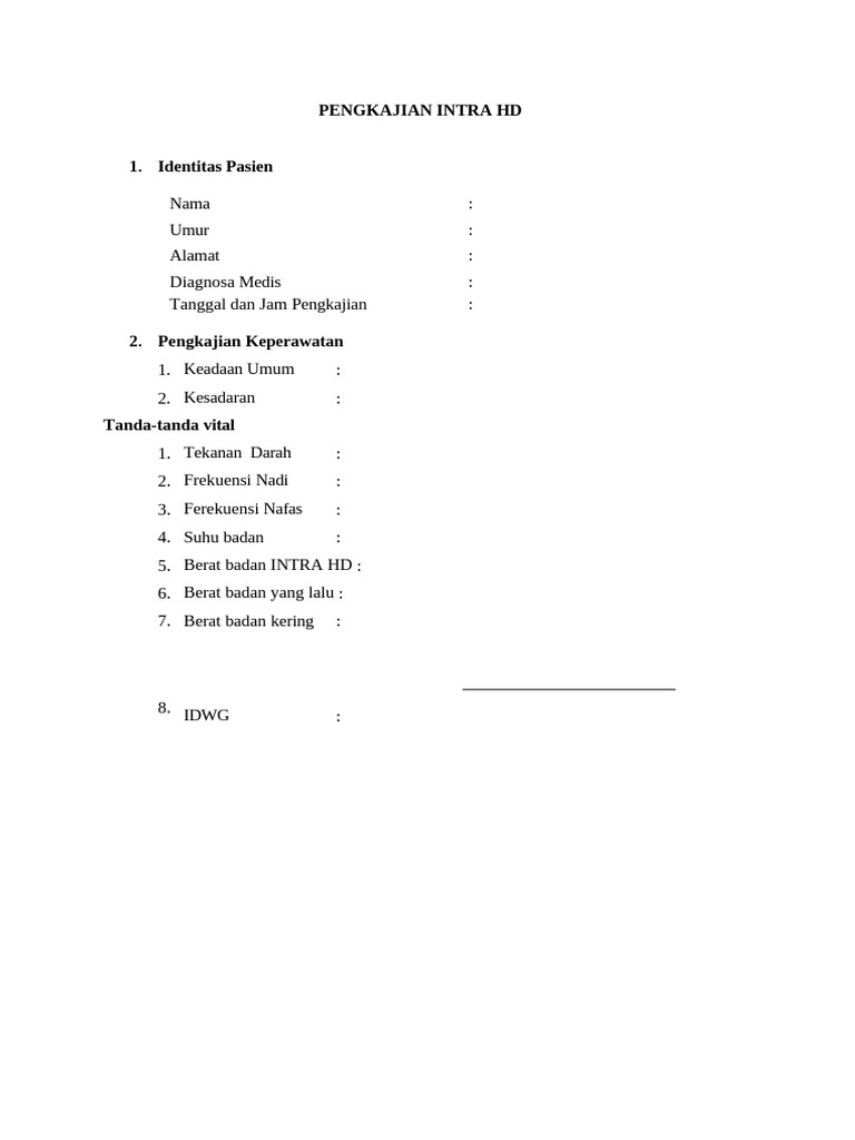 Pengkajian Intra HD | PDF