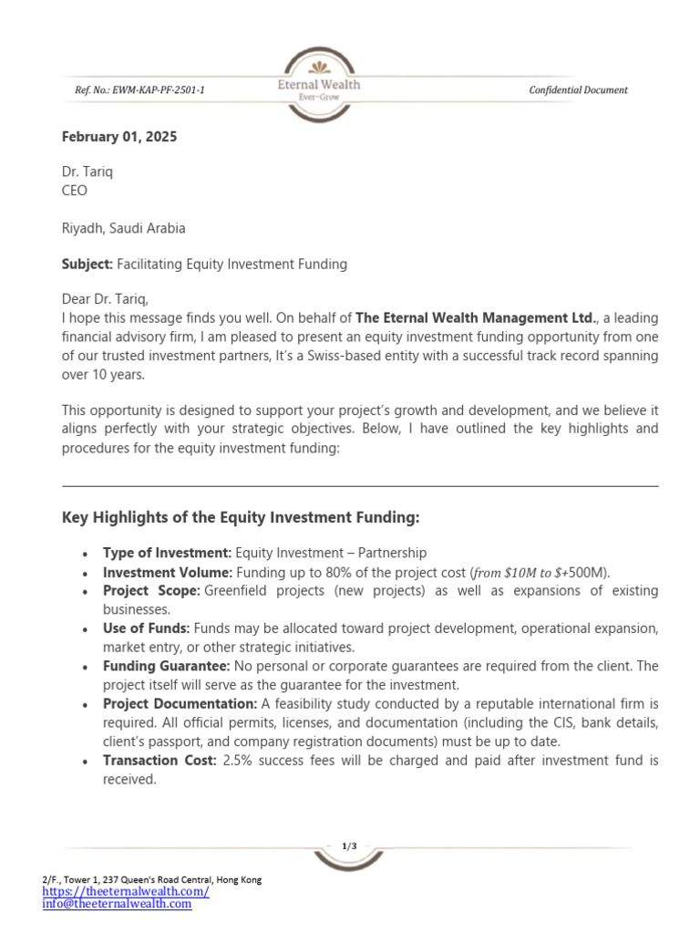 EWM-KAP - PF Proposal - 2501 | PDF | Non Disclosure Agreement | Private Sector