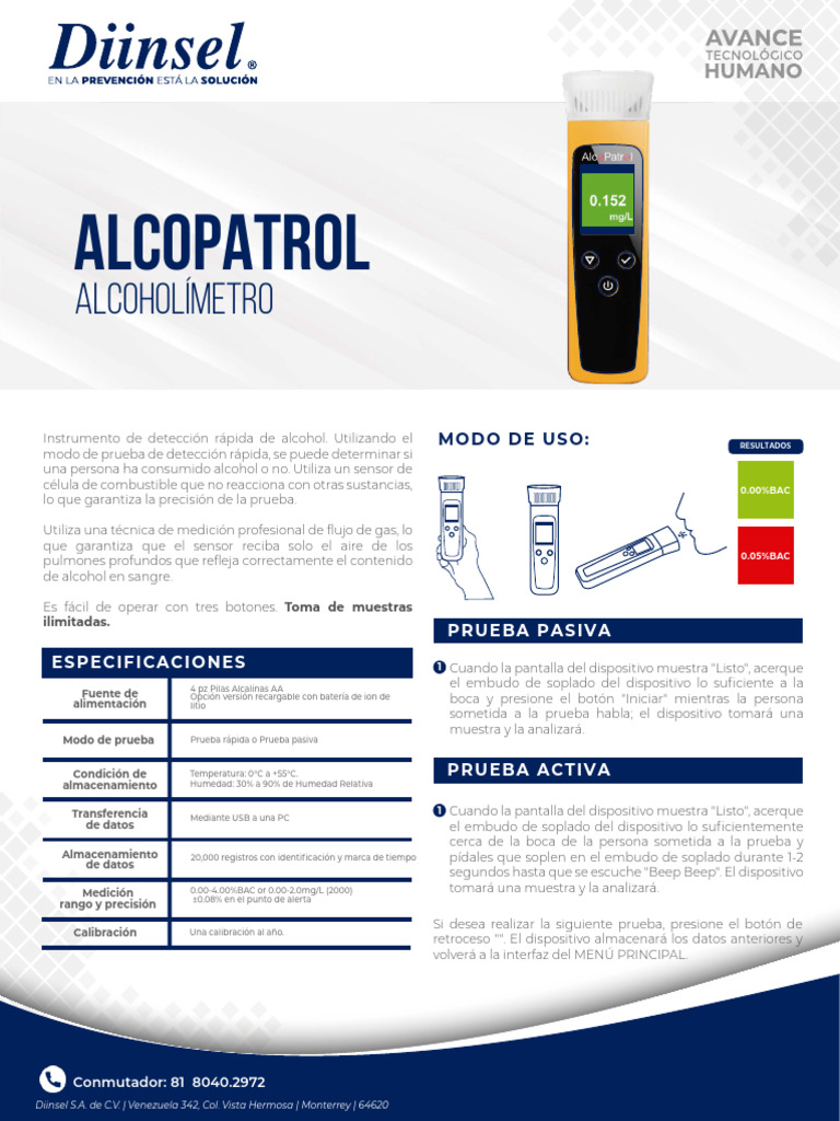 FICHA TECNICA Alcopatrol | PDF