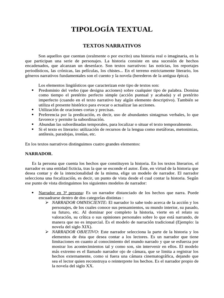 Tipología de Textos Narrativos y Descriptivos | PDF | Narración | Argumento